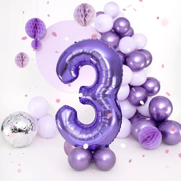 Globo Número 3 Violeta Gigante (90cm) ️ por sólo 2,35 €. Tienda Online ...